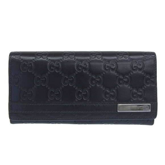 Gucci | Bags | Gucci Gg Shima Long Wallet Calf Black Gg Shima | Poshmark
